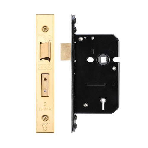 ZOO 5L Sash Lock 64mm & 76mm Brass Finish | Mortice Sash Lock