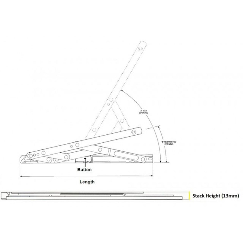 Security Restricted Window Hinges Friction Stay Side Hung 16 Inch ...